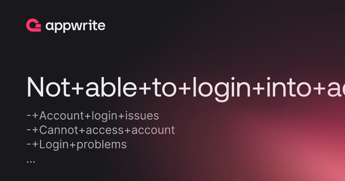 Not Able To Login Into Account Threads Appwrite