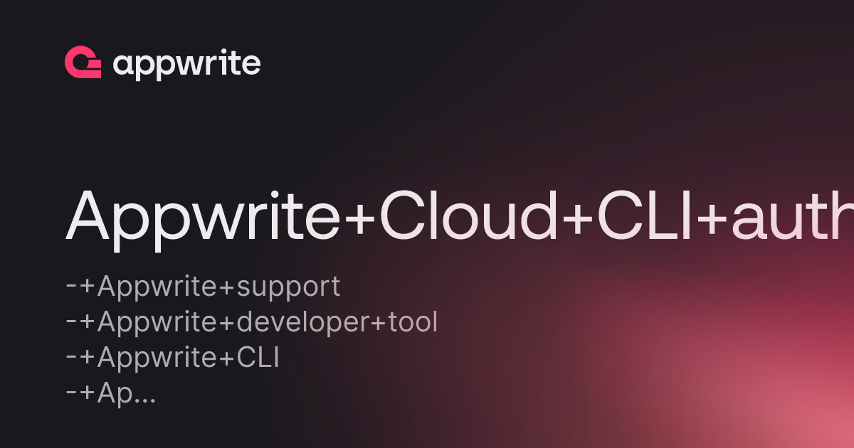 Appwrite Cloud Cli Authentication Threads Appwrite 9620