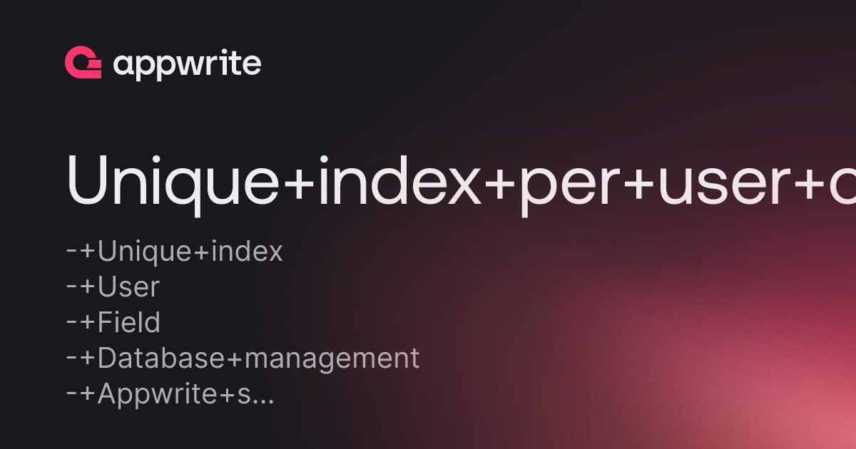 Unique Index Per User On One Field Threads Appwrite