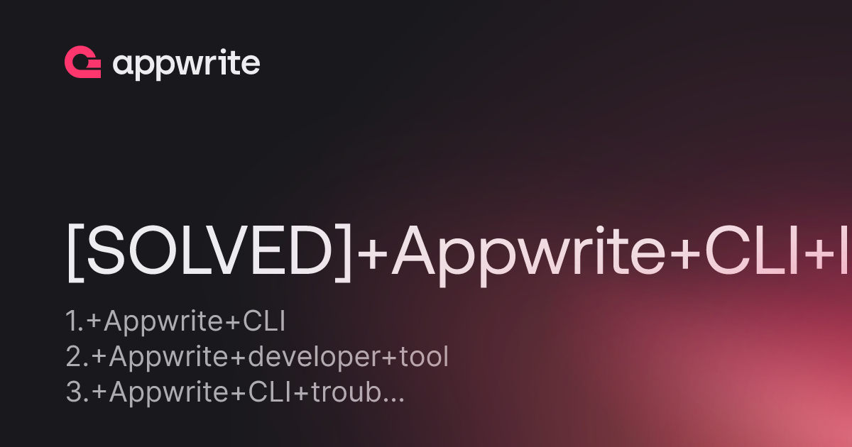 [solved] Appwrite Cli Linux Not Working Threads Appwrite