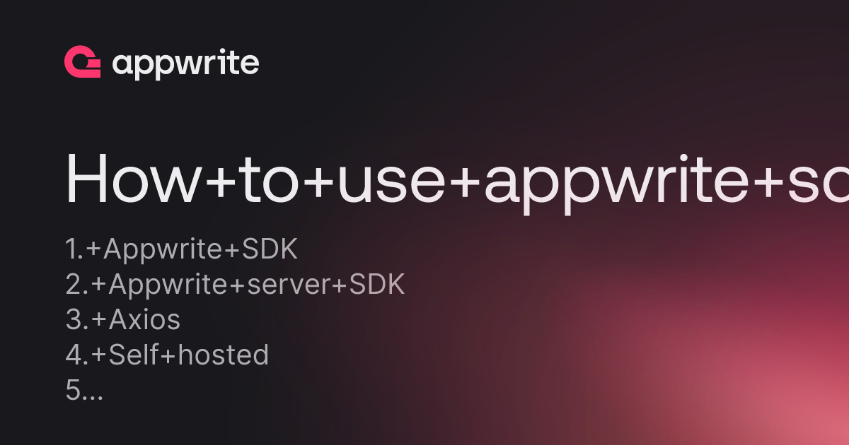How to use appwrite sdk with appwrite server sdk via axios - Threads ...
