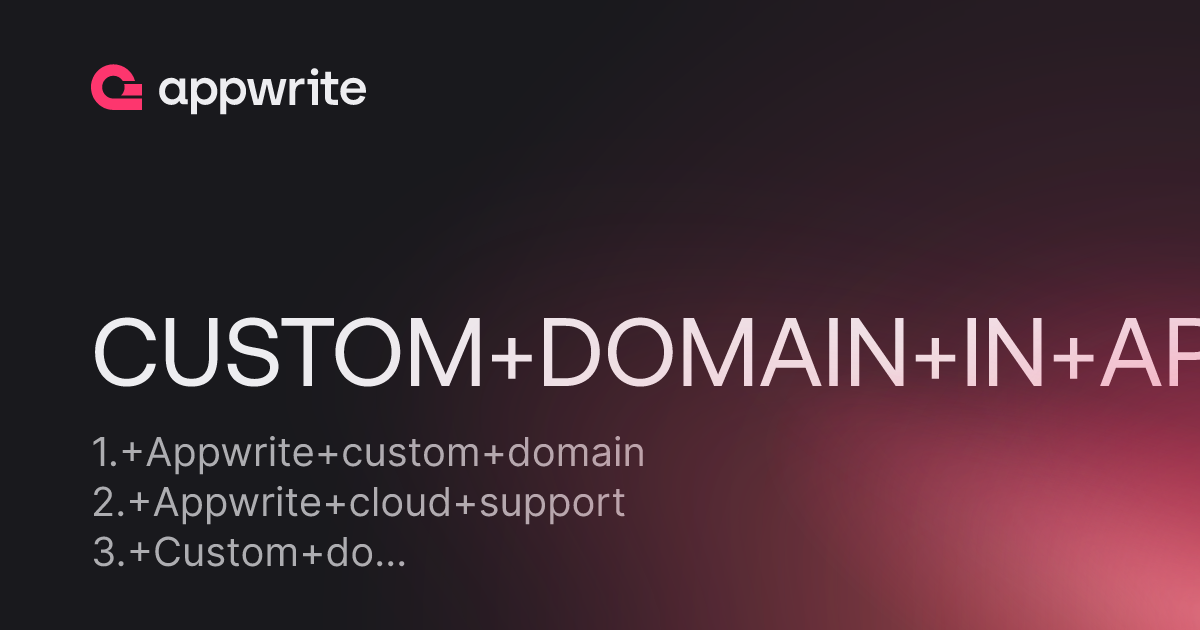 Custom Domain In Appwrite Cloud Threads Appwrite