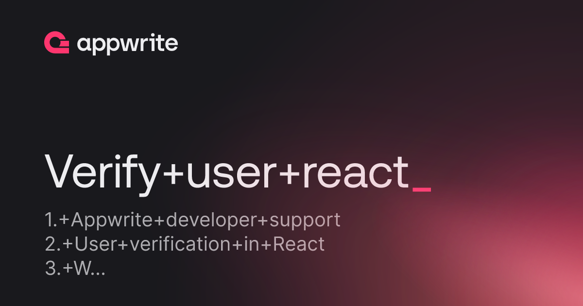 Verify user react - Threads - Appwrite