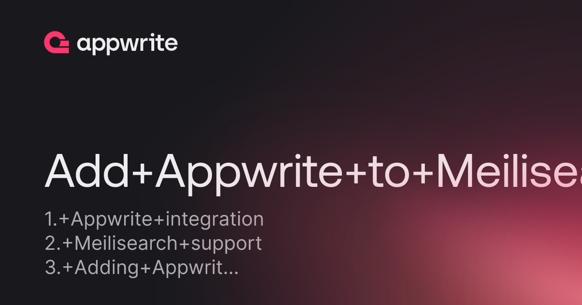 Add Appwrite To Meilisearch 🤩 Threads Appwrite