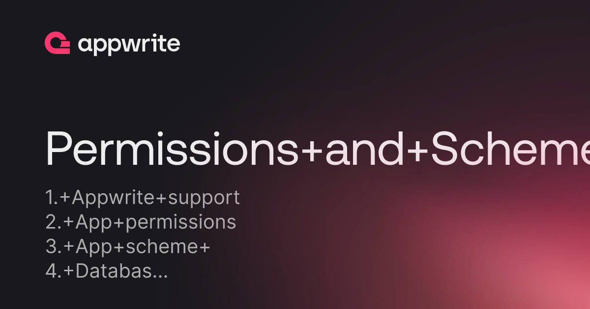Permissions And Scheme For An App Threads Appwrite