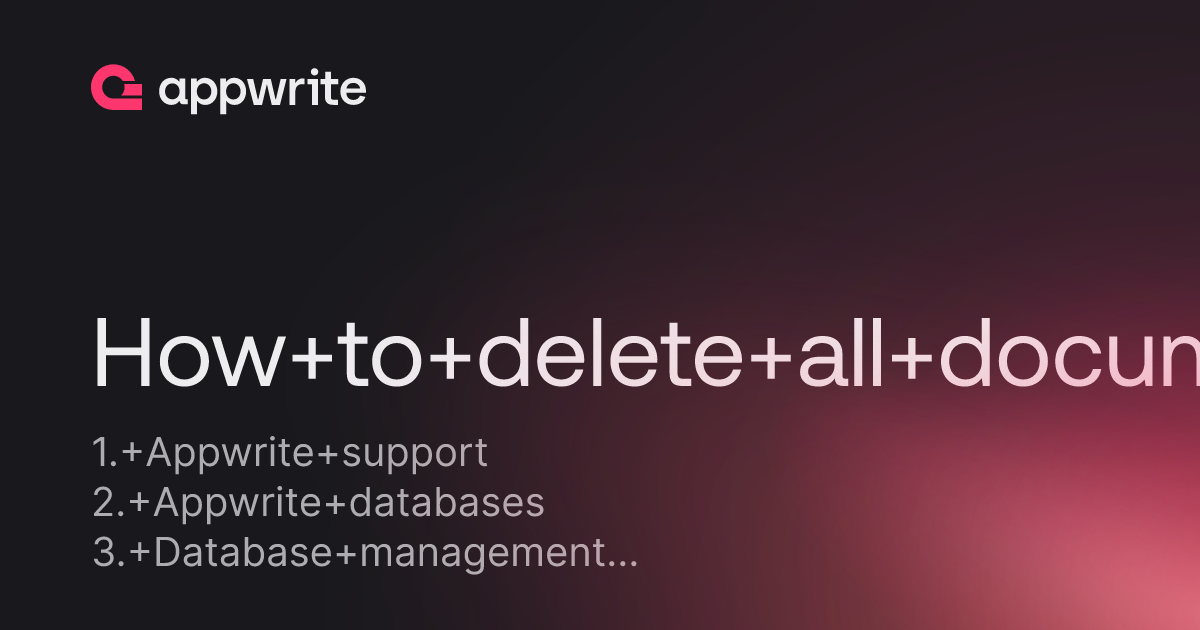 How To Delete All Document Of Collection In One Click Threads Appwrite