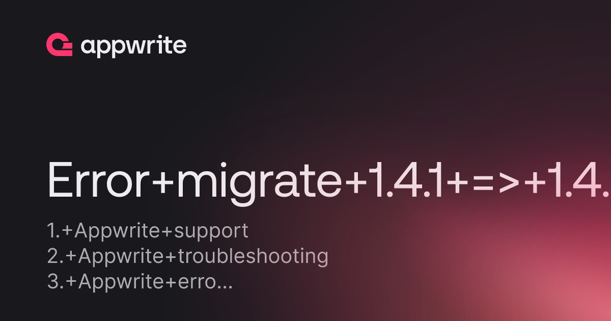 Error migrate 1.4.1 => 1.4.2 -"Failed to create project ("console") - Threads - Appwrite