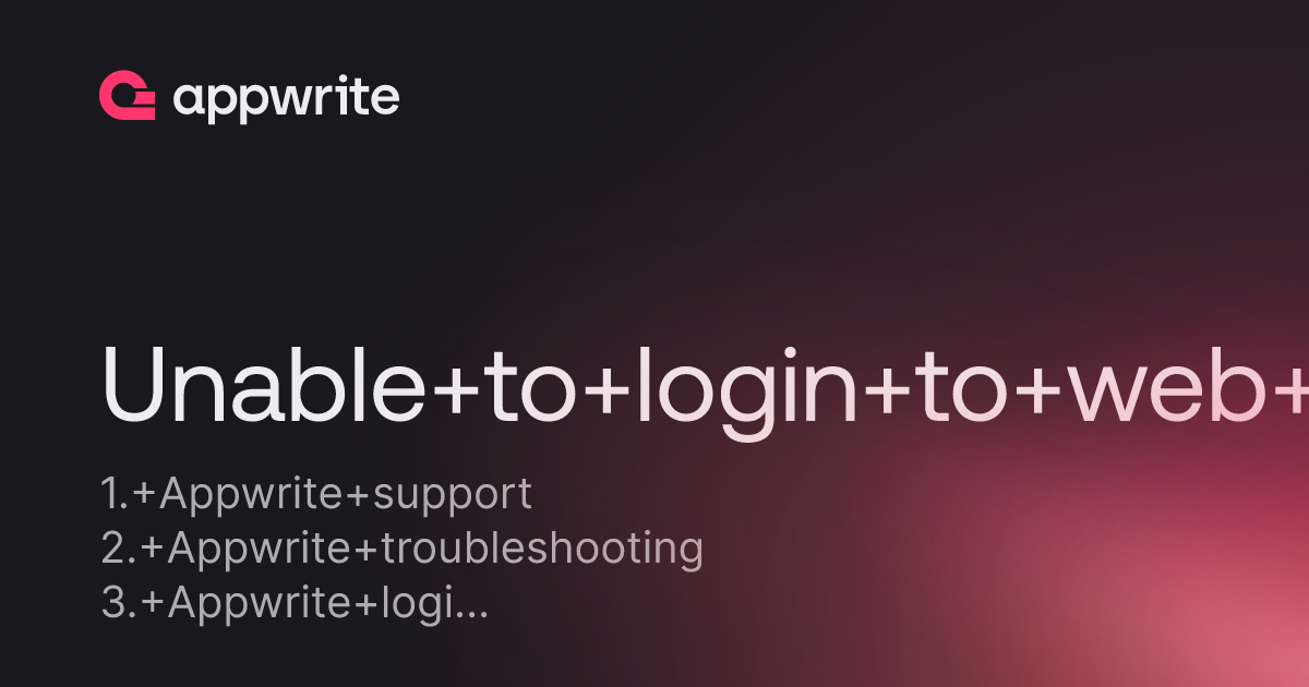 Unable To Login To Web Page Threads Appwrite