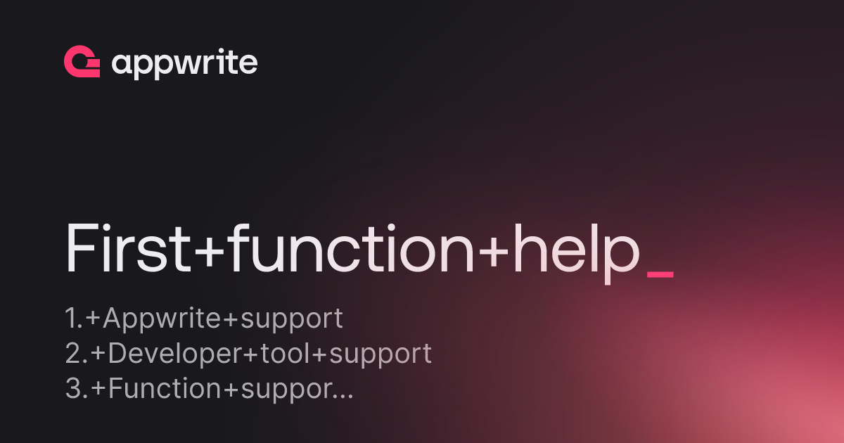 First Function Help Threads Appwrite