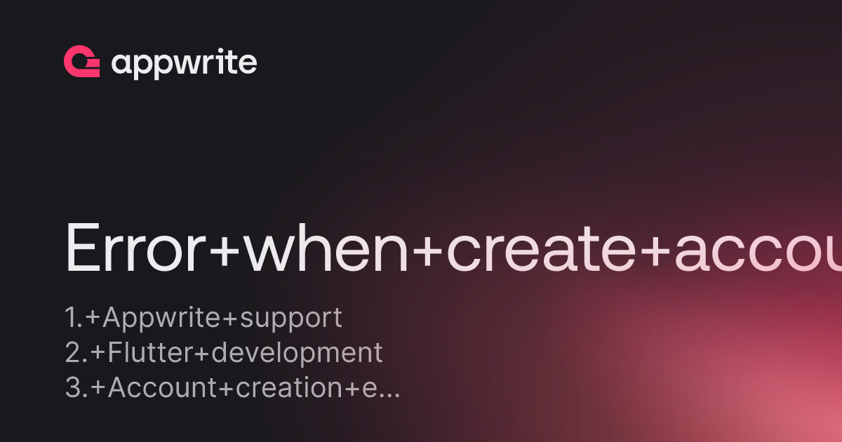 Error When Create Account Threads Appwrite