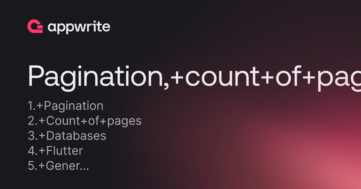 Pagination Count Of Pages Threads Appwrite