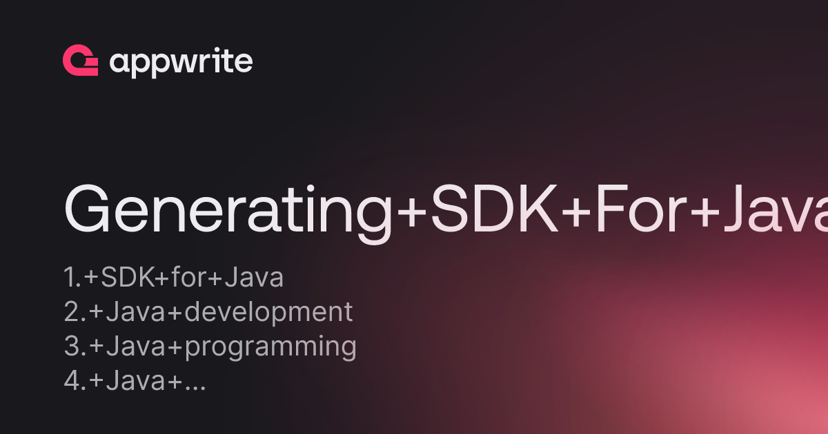 Generating Sdk For Java Threads Appwrite