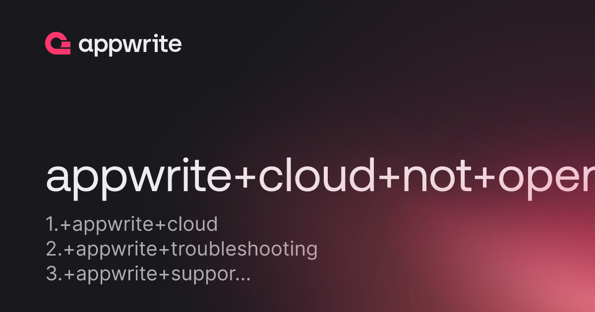Appwrite Cloud Not Opening Threads Appwrite