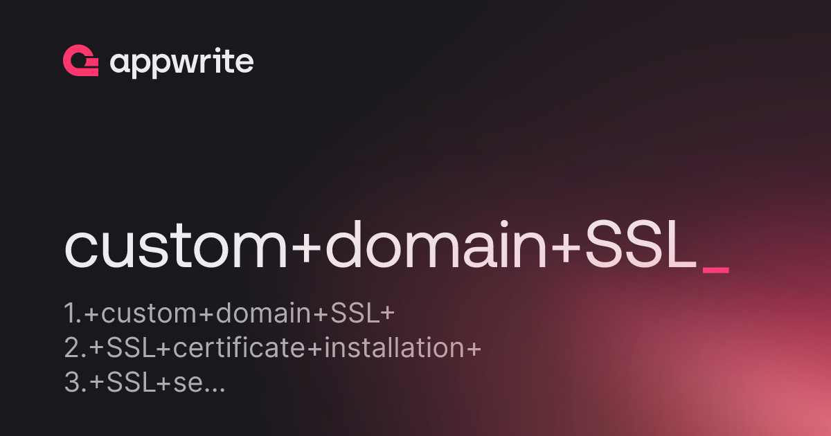 Custom Domain Ssl Threads Appwrite