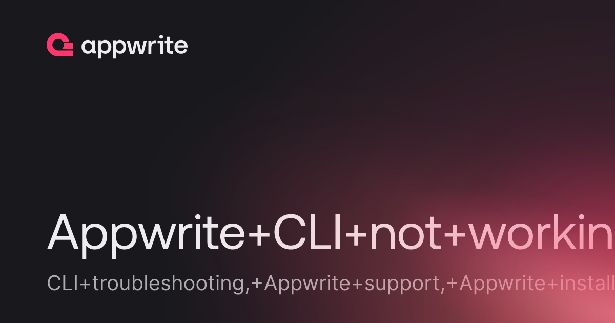 Appwrite Cli Not Working Just Installed It Threads Appwrite