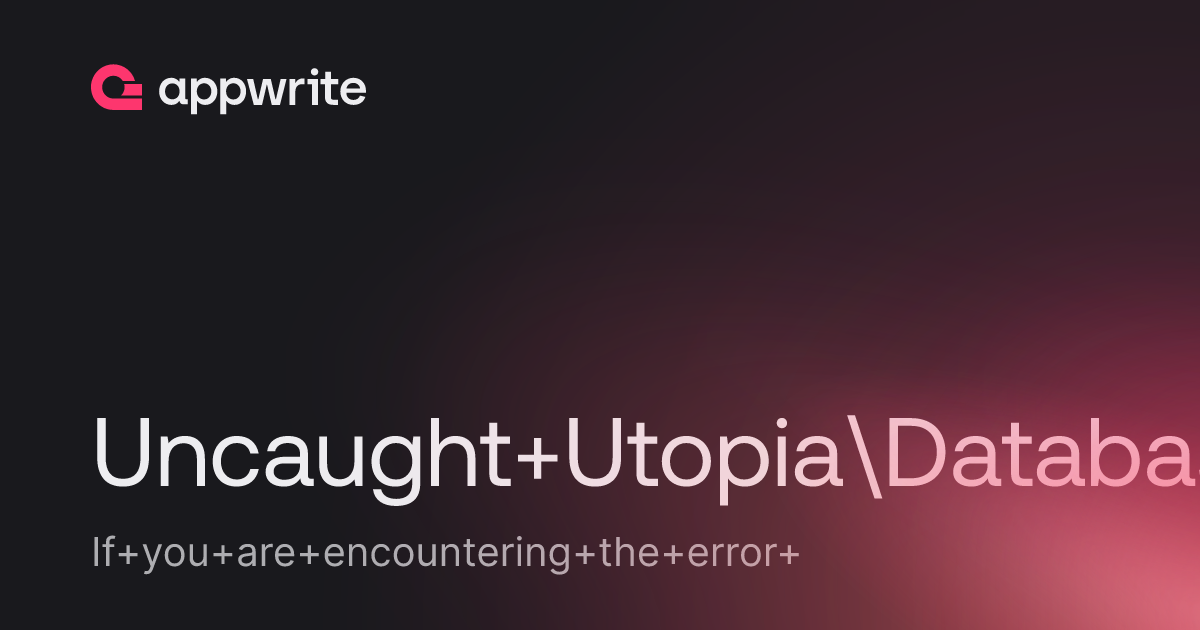 Uncaught Utopiadatabaseexception Missing Database Database Must Be