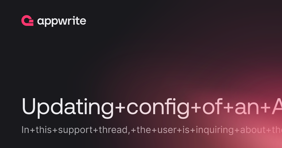 Updating Config Of An Appwrite Function From Github Repo Threads Appwrite