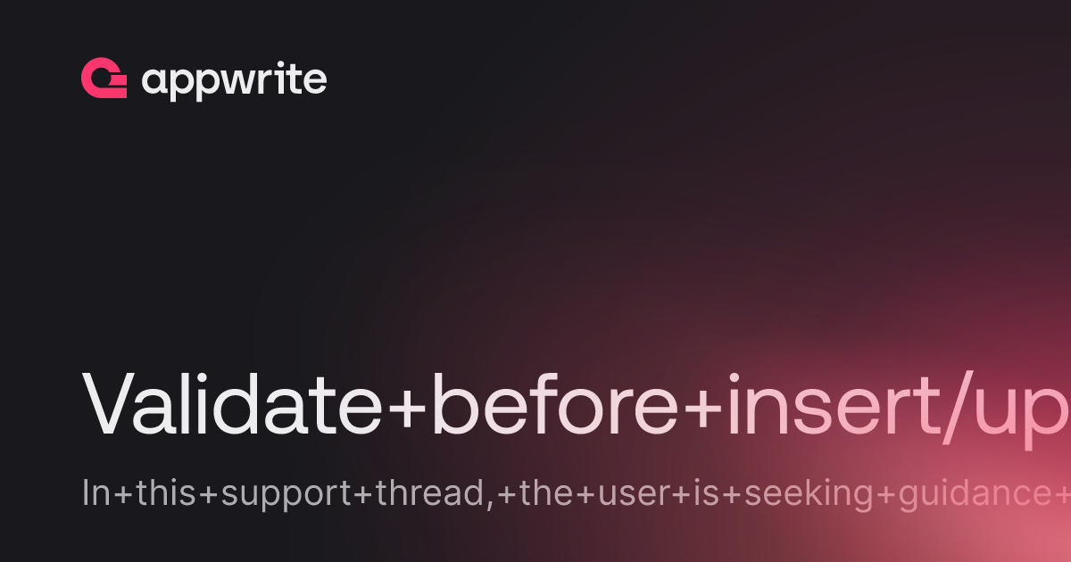 Validate Before Insertupdate Threads Appwrite