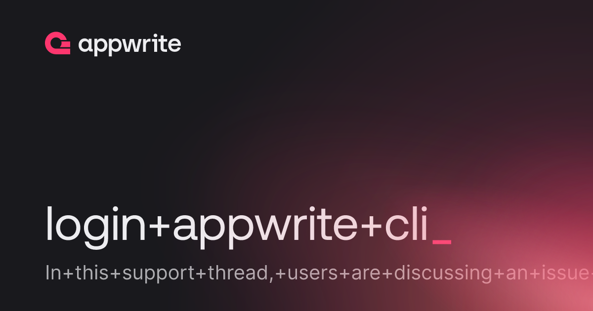 Login Appwrite Cli Threads Appwrite