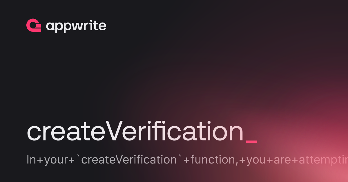 Createverification Threads Appwrite