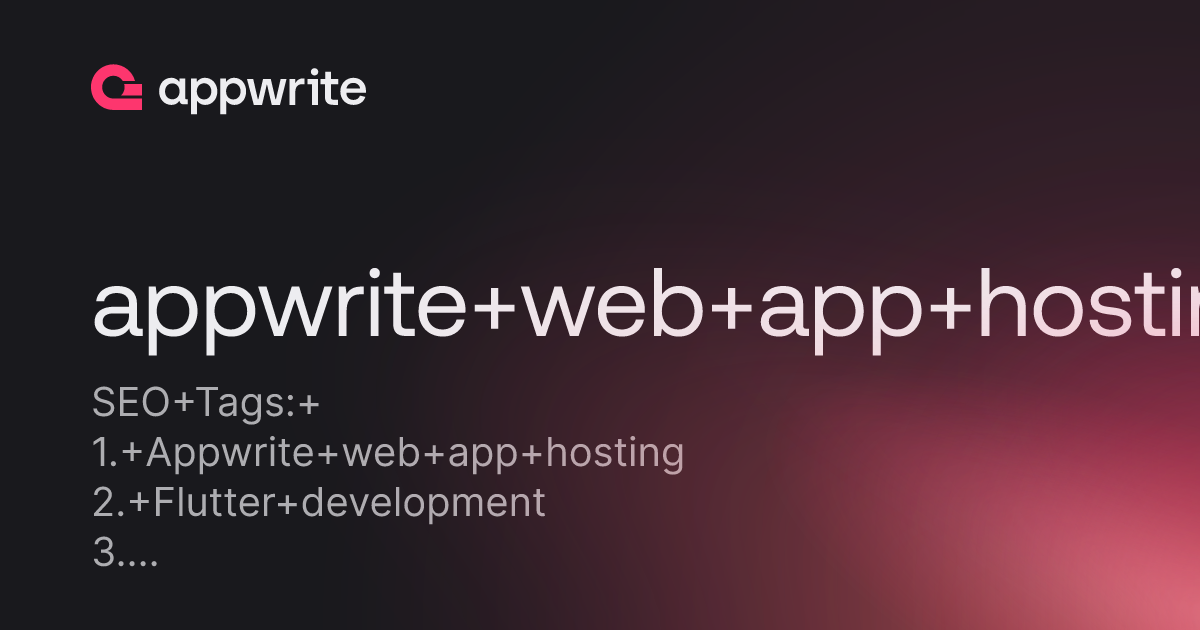 appwrite web app hosting - Threads - Appwrite