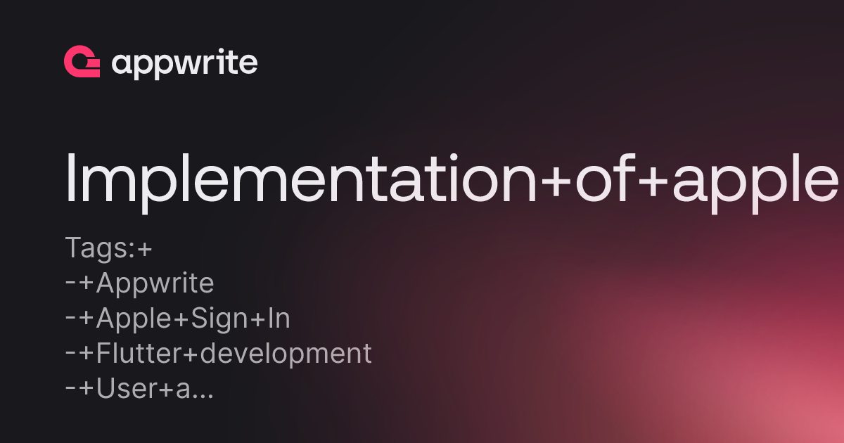 Implementation Of Apple Signin In Flutter Threads Appwrite