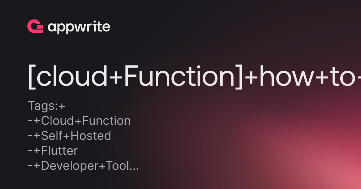 [cloud Function] How To Use Cloud Function Threads Appwrite