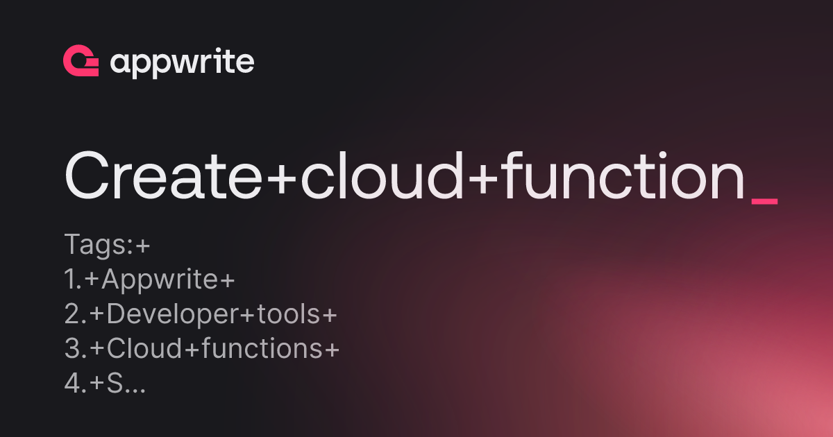 Create Cloud Function Threads Appwrite