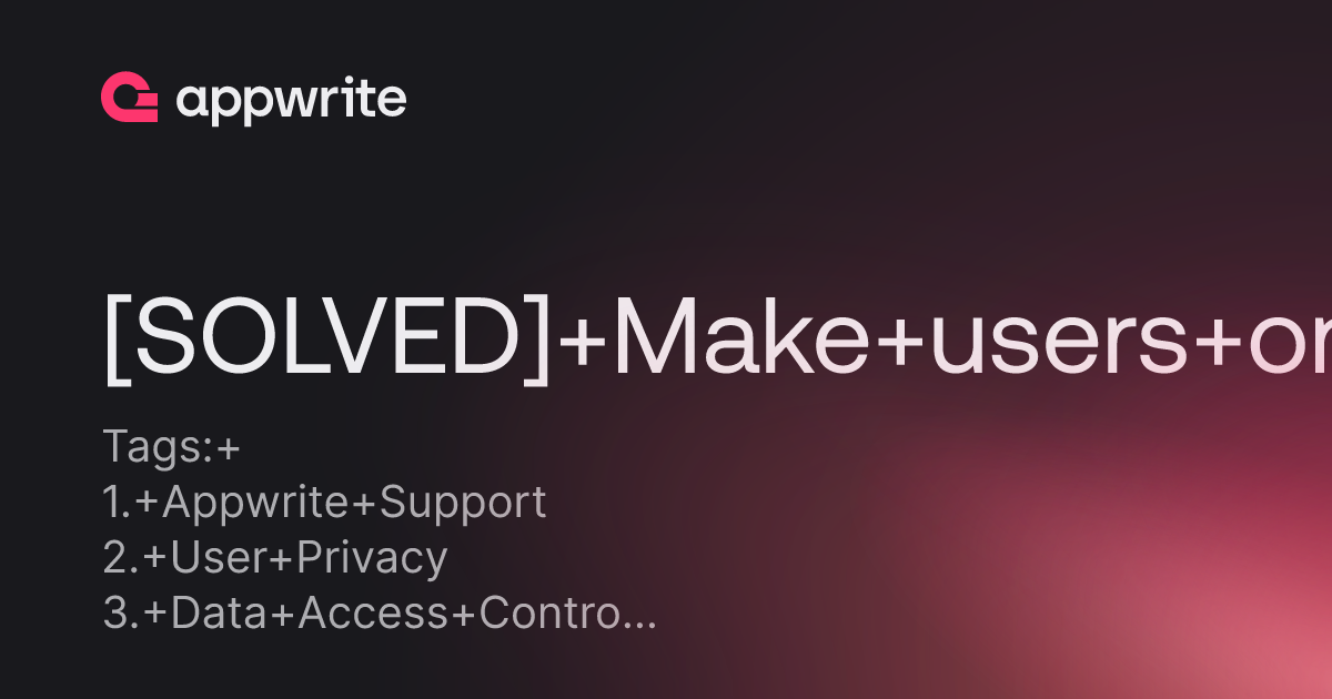 Solved Make Users Only Able To View Their Own Entry In The Collection