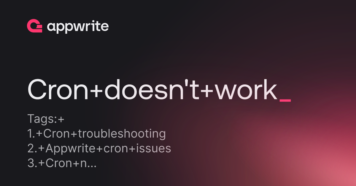 Cron Doesnt Work Threads Appwrite