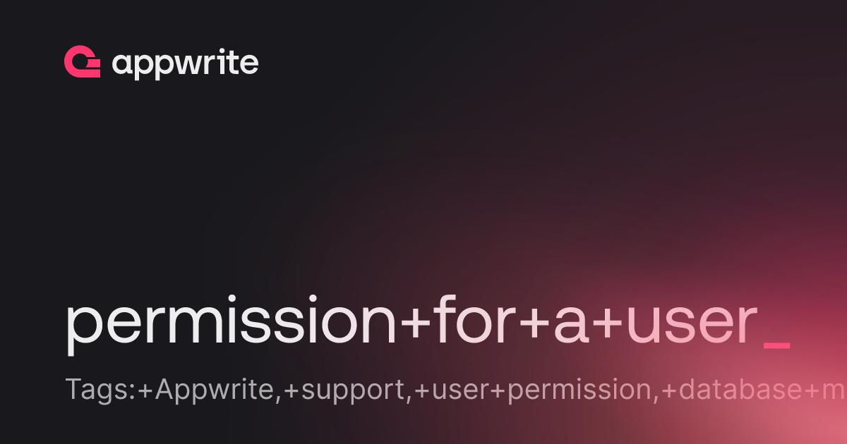 permission for a user - Threads - Appwrite