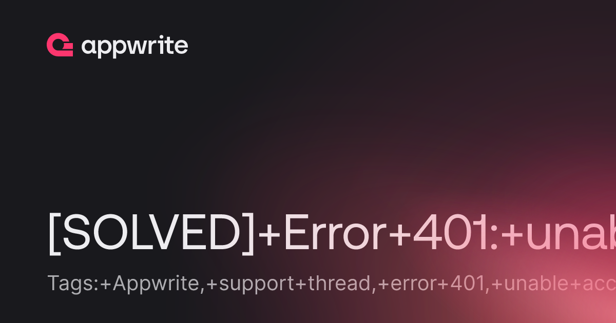 Solved Error 401 Unable Access Cloud Over Custom Domain Threads Appwrite