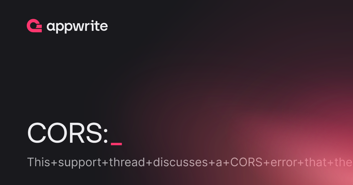 Cors Threads Appwrite