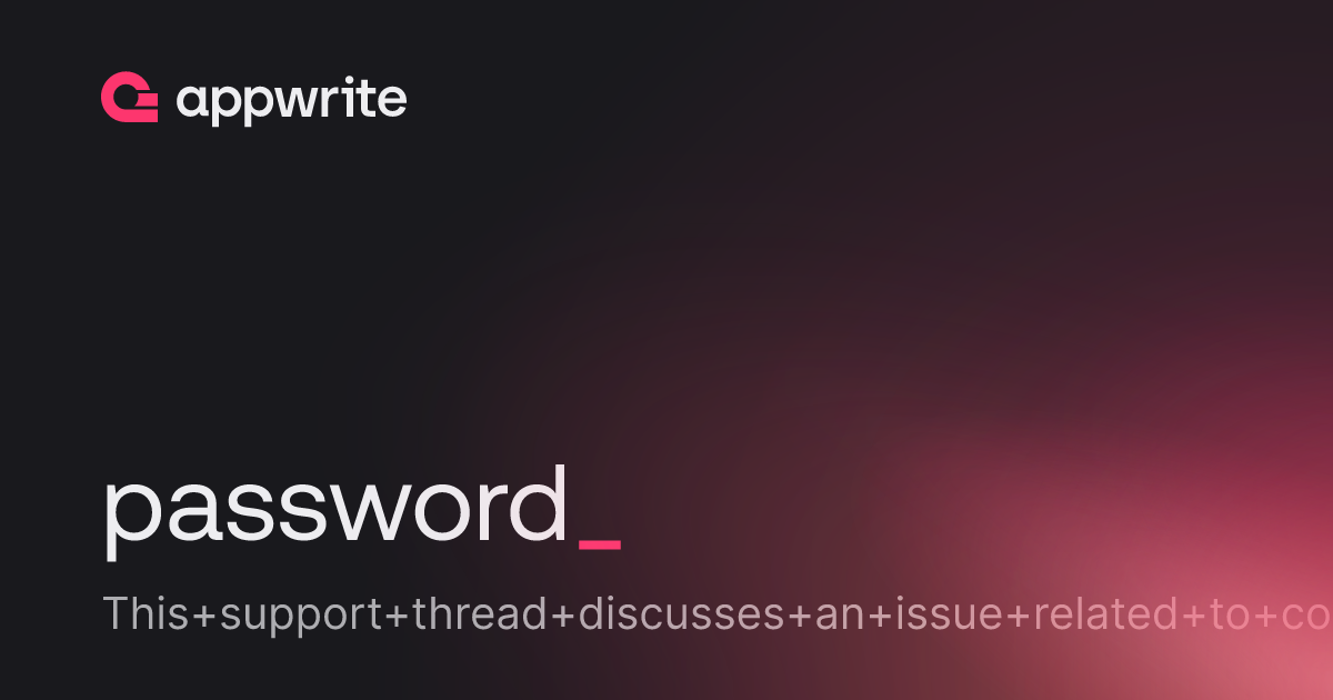Password Threads Appwrite