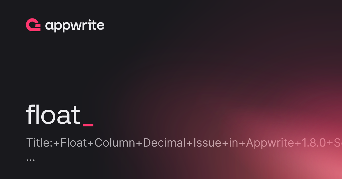 float - Threads - Appwrite