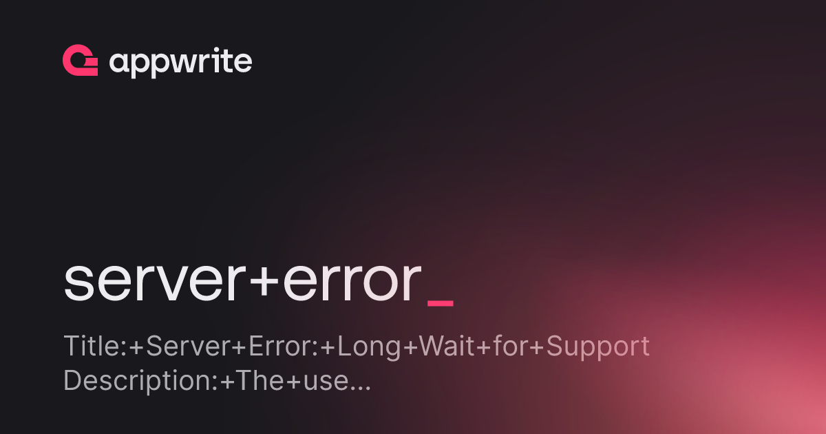 Server Error Threads Appwrite